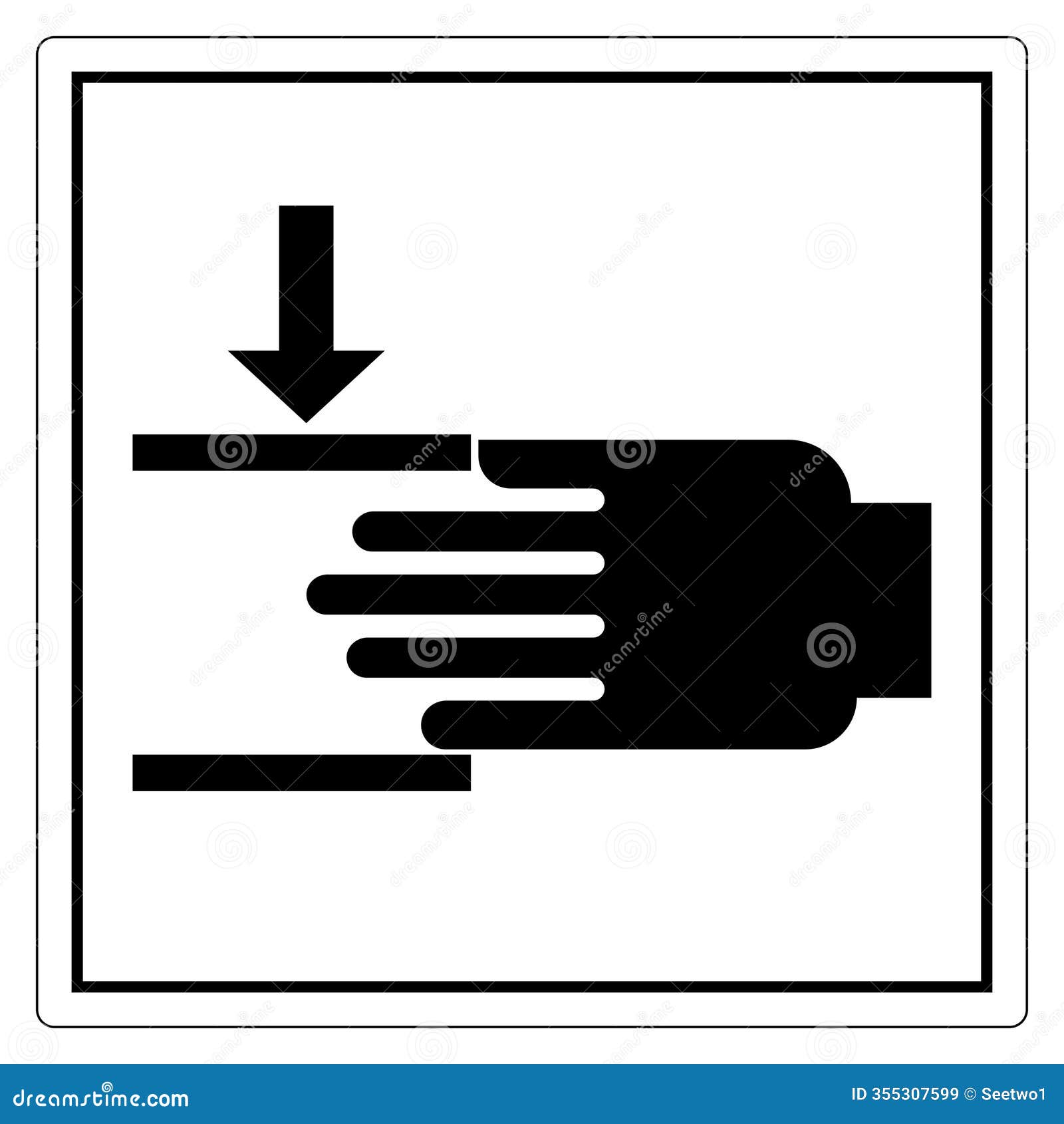 Caution Sign Indicating Hand Placement with Arrow Direction for Safety ...