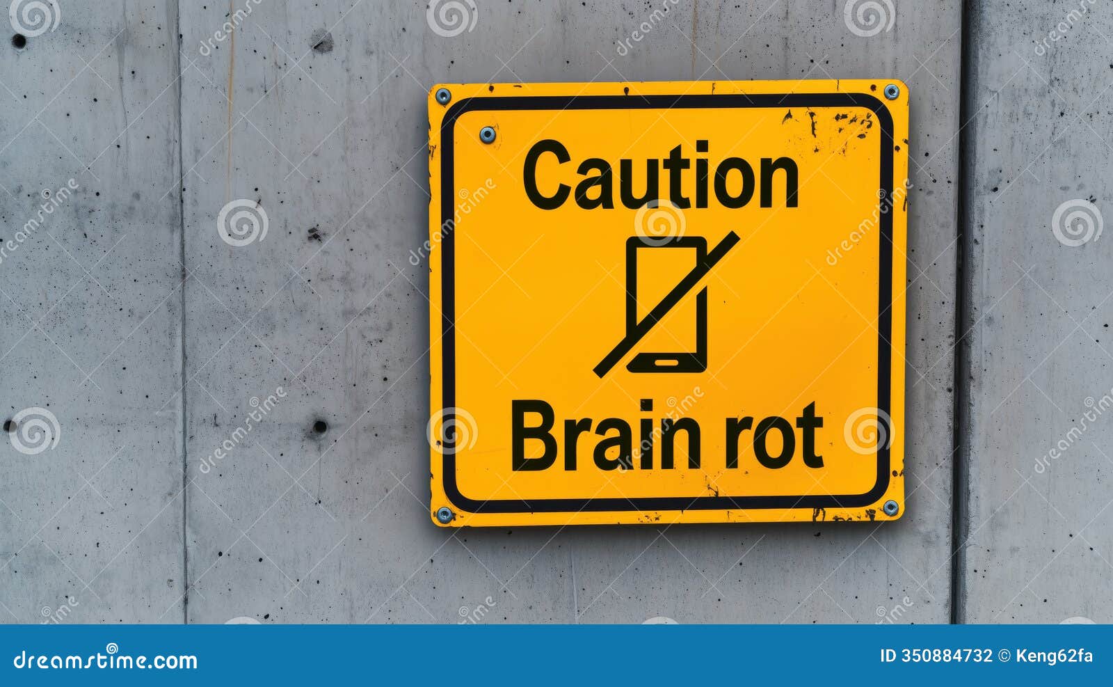 Caution Sign Indicating No Phone Use To Prevent Brain Rot Stock ...