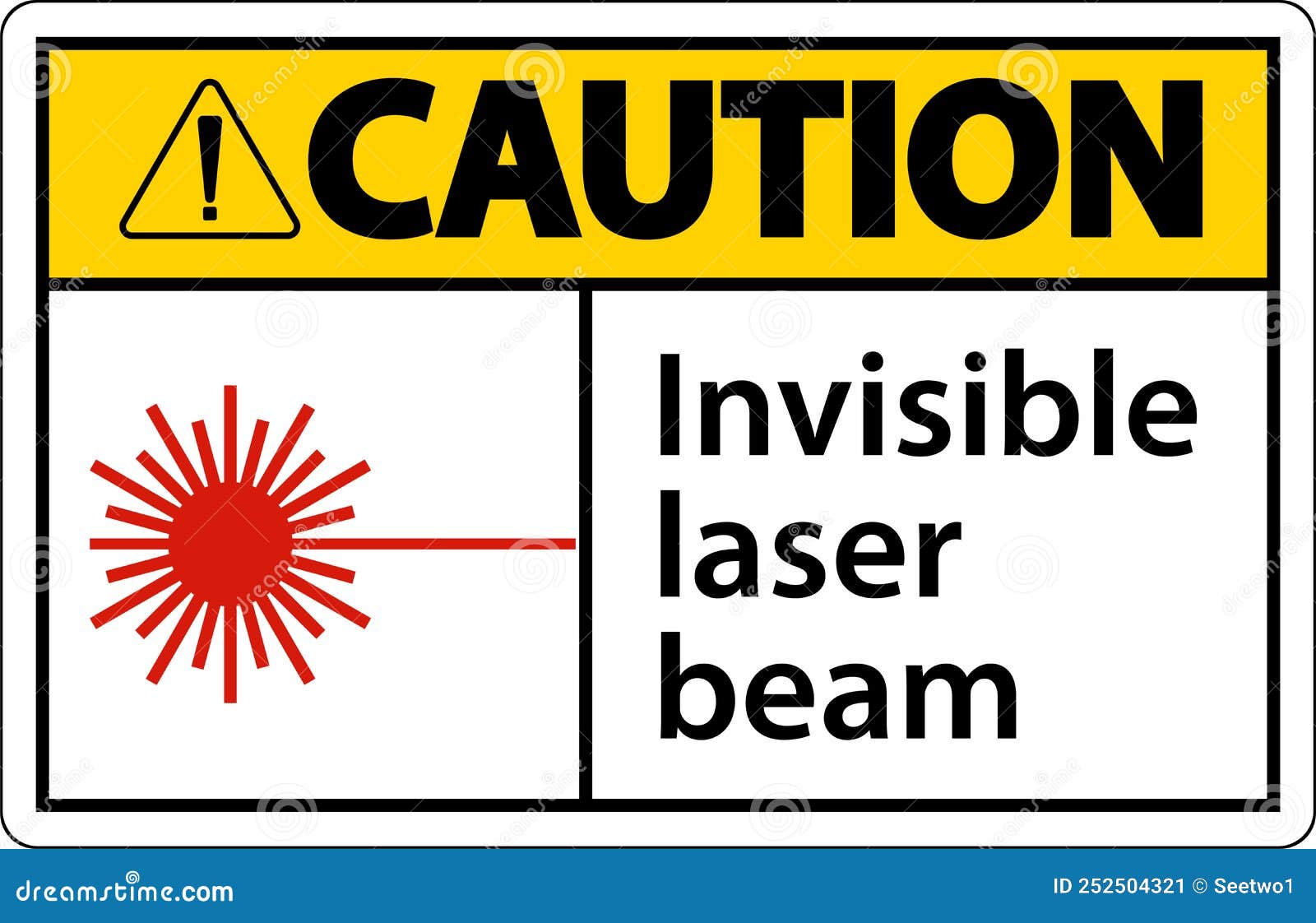 Caution Sign Invisible Laser Beam on White Background Stock Vector ...