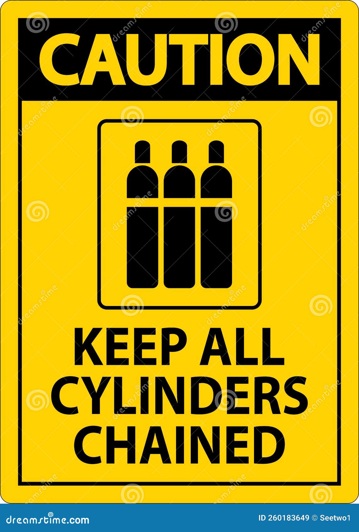 Caution Sign Keep All Cylinders Chained Stock Vector - Illustration of ...