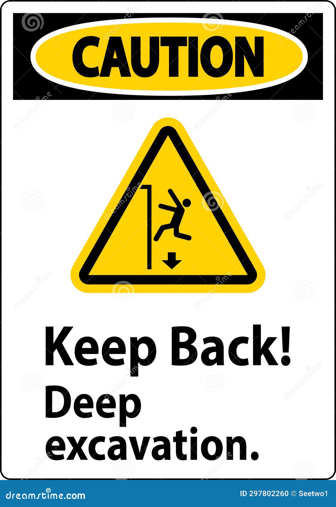 Caution Sign Keep Back Deep Excavation Stock Vector - Illustration of ...