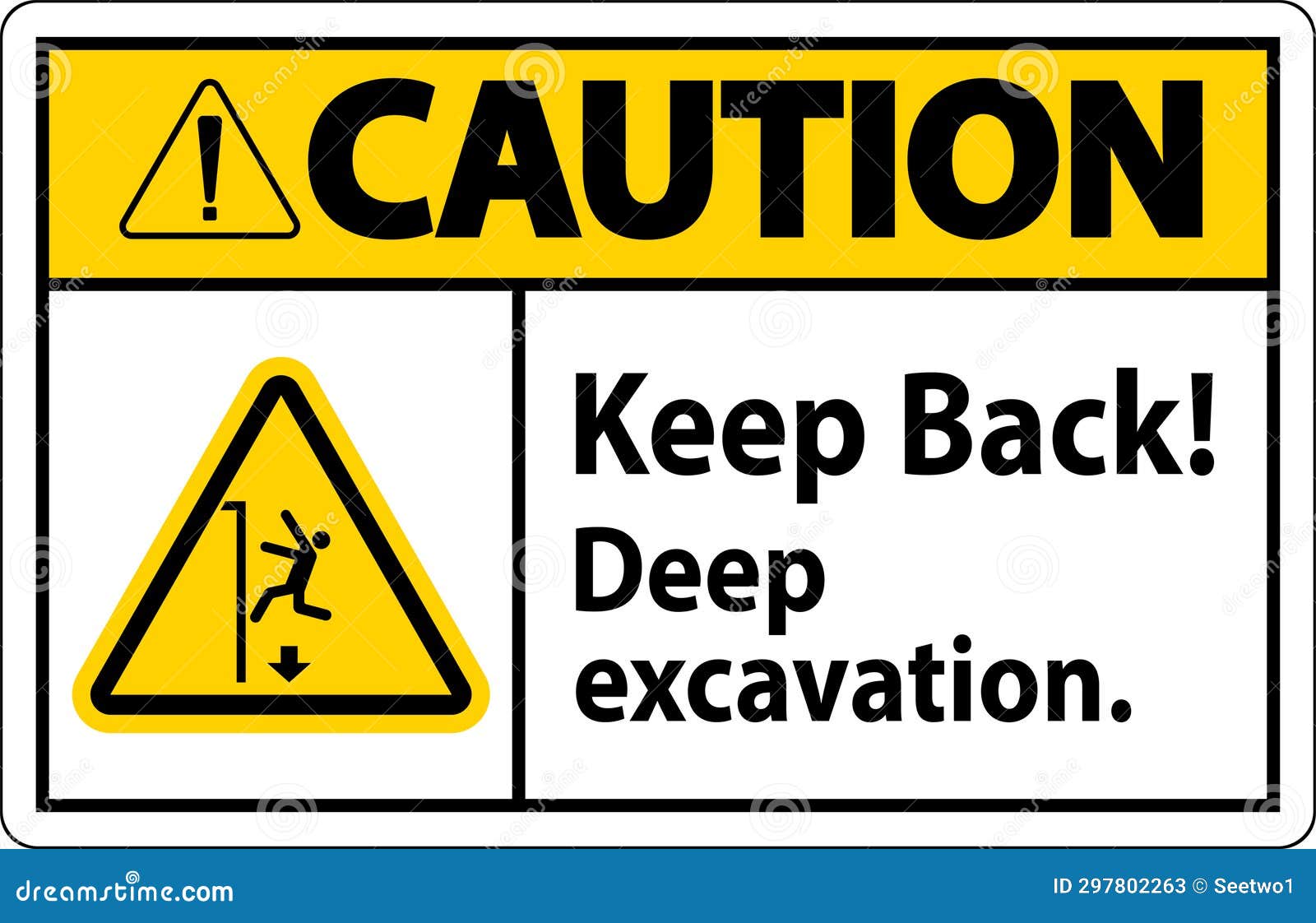 Caution Sign Keep Back Deep Excavation Stock Vector - Illustration of ...