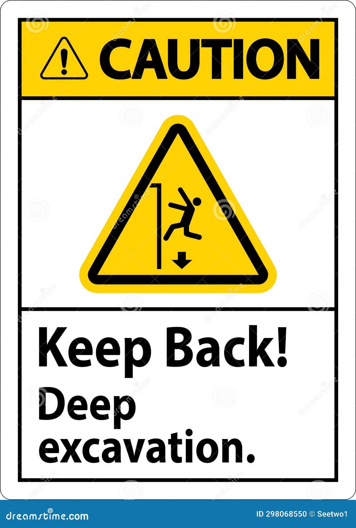 Caution Sign Keep Back Deep Excavation Stock Vector - Illustration of ...