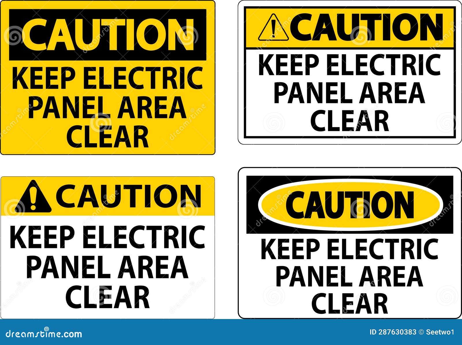 Caution Sign Keep Electric Panel Area Clear Stock Vector - Illustration ...