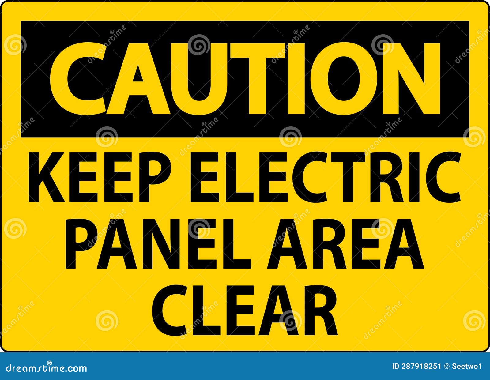 Caution Sign Keep Electric Panel Area Clear Stock Vector - Illustration ...