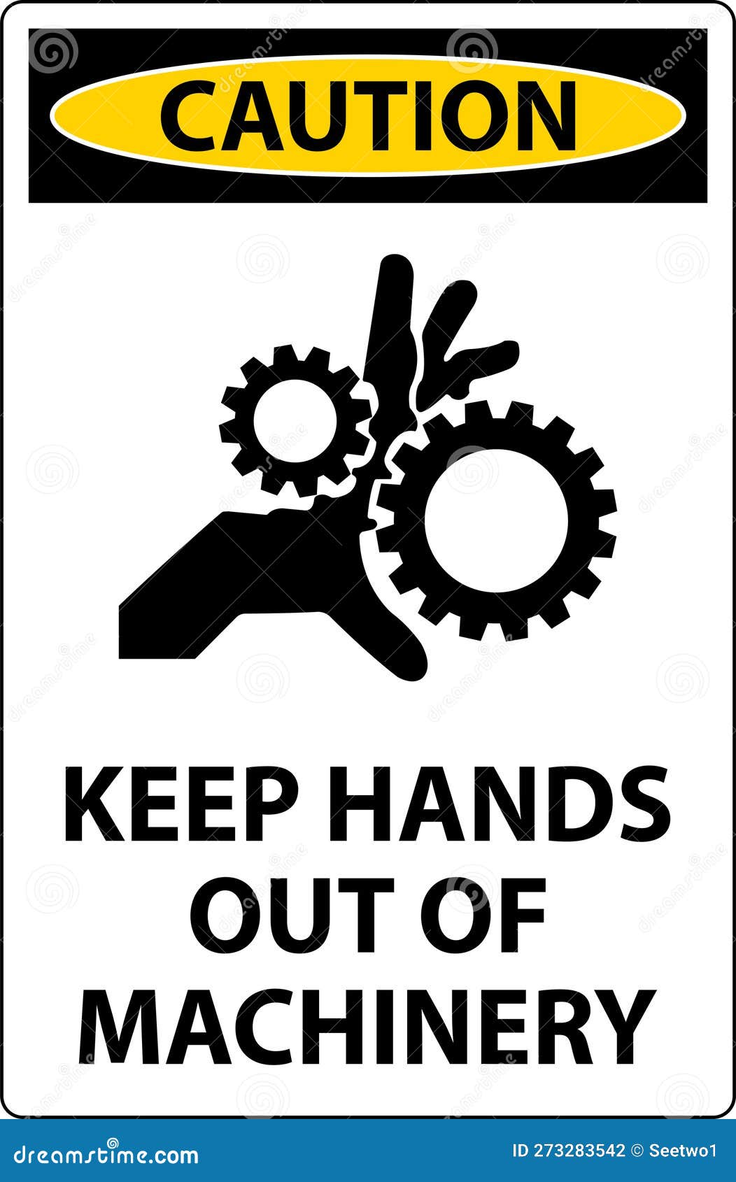 Caution, Hands May Be Injured. Attention Is Dangerous. Warning Sign ...