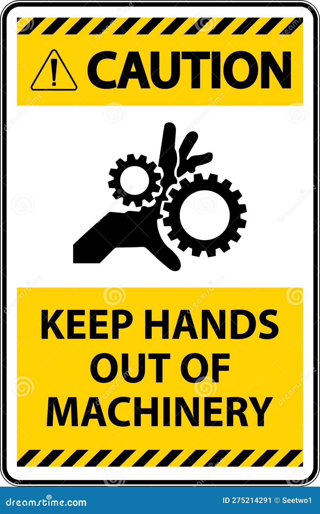 Caution, Hands May Be Injured. Attention Is Dangerous. Warning Sign ...