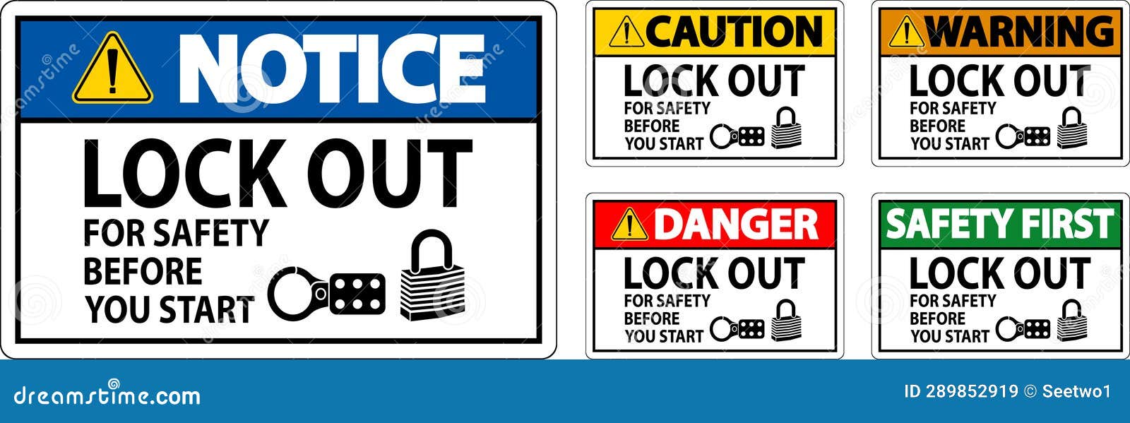 Caution Sign, Lock Out for Safety before You Start Stock Illustration ...