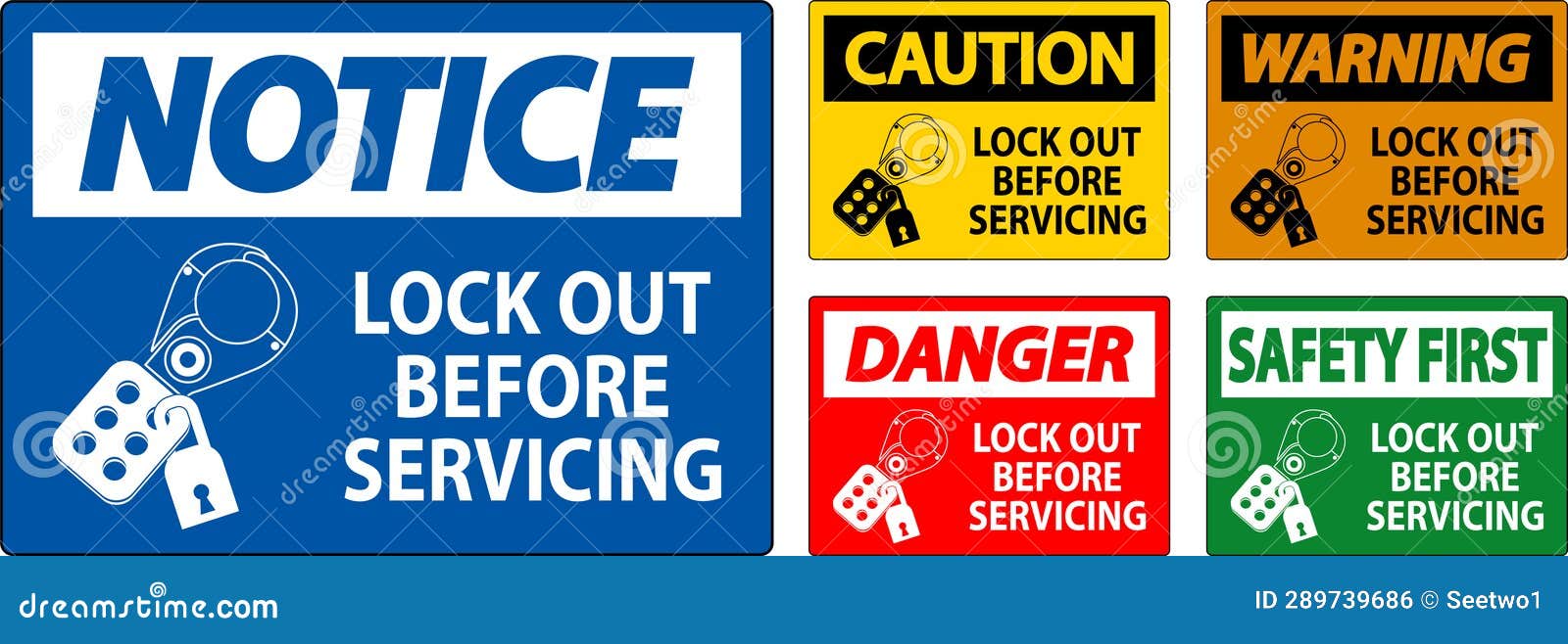 Lock Out, Tag Out With A Caution Tag Vector Illustration. Caution And ...