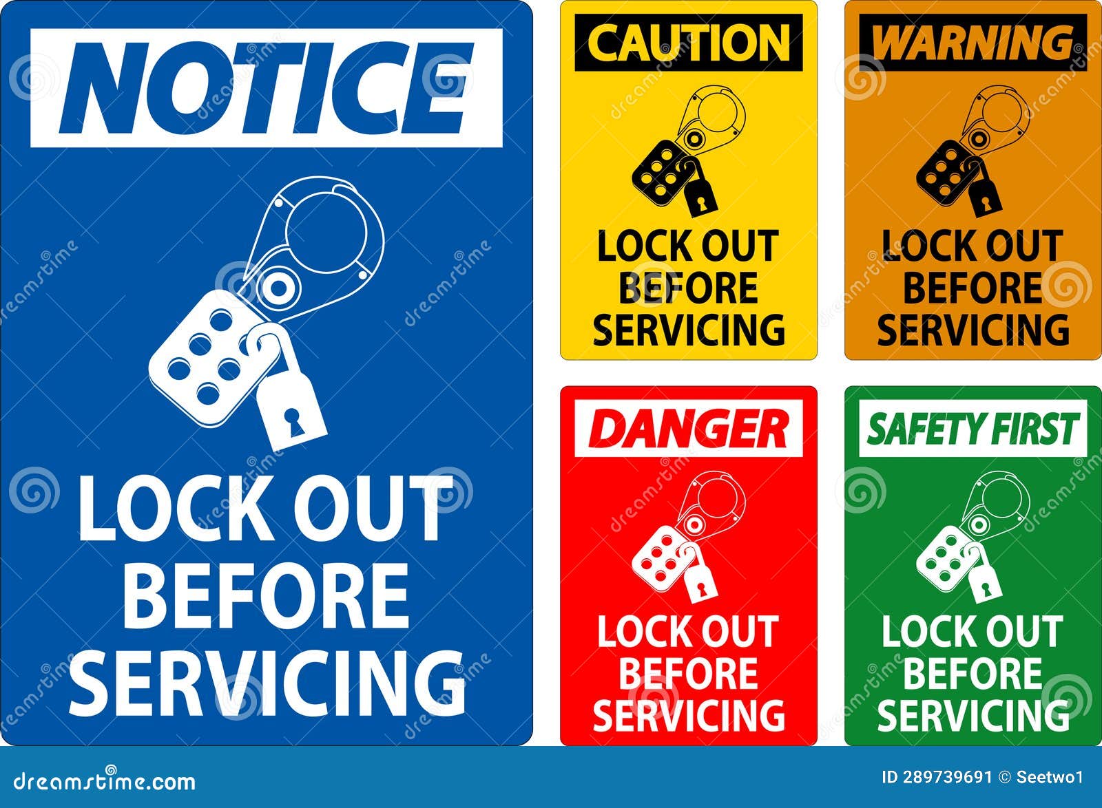 Caution Sign, Lock Out before Servicing Stock Vector - Illustration of ...