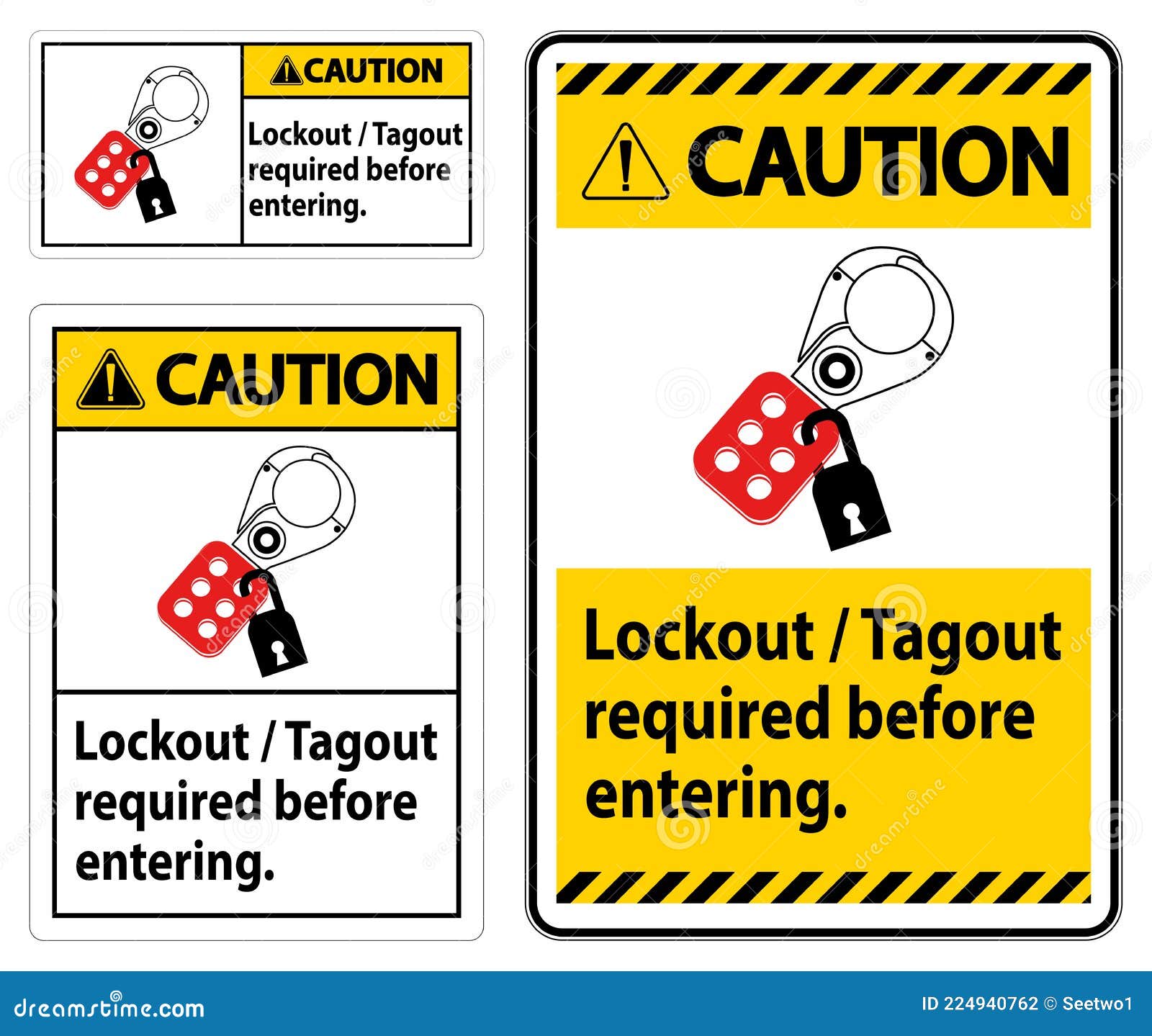 Caution Sign Lockout ,Tagout Required before Entering Stock Vector ...