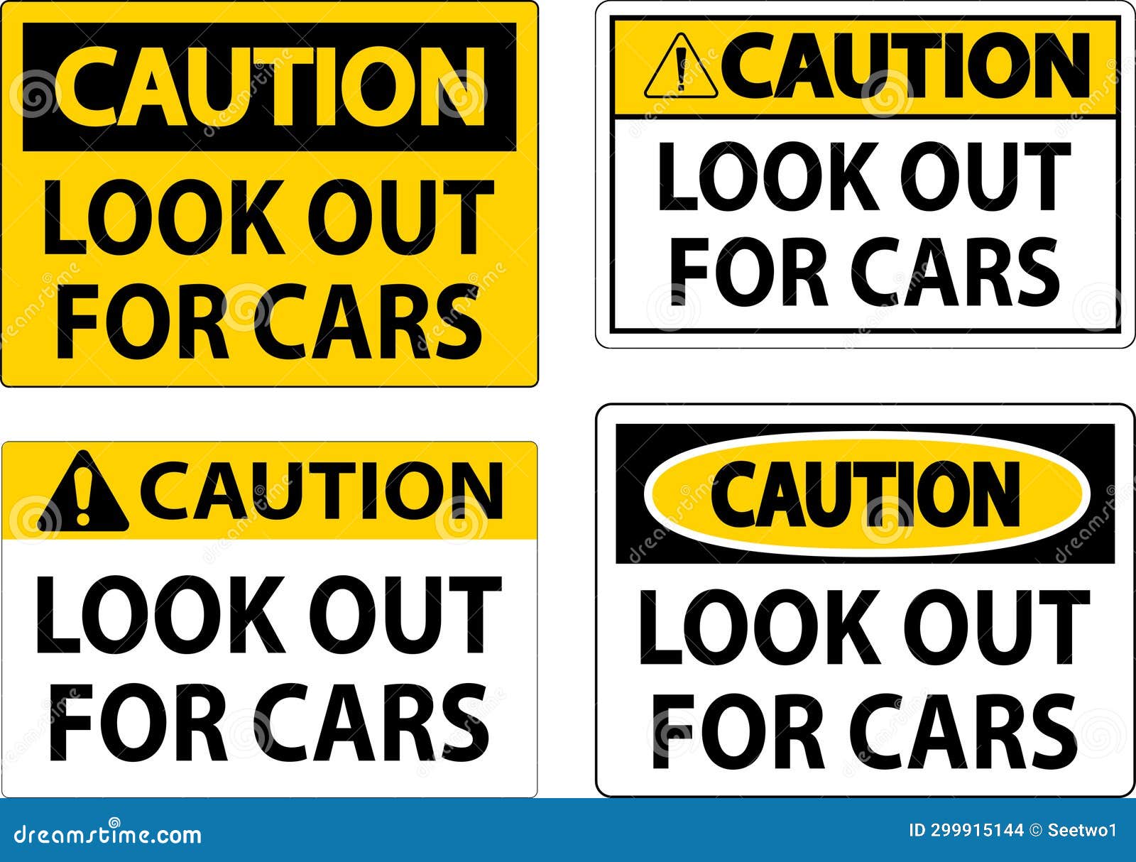 Caution Sign Look Out for Cars Stock Vector - Illustration of highway ...