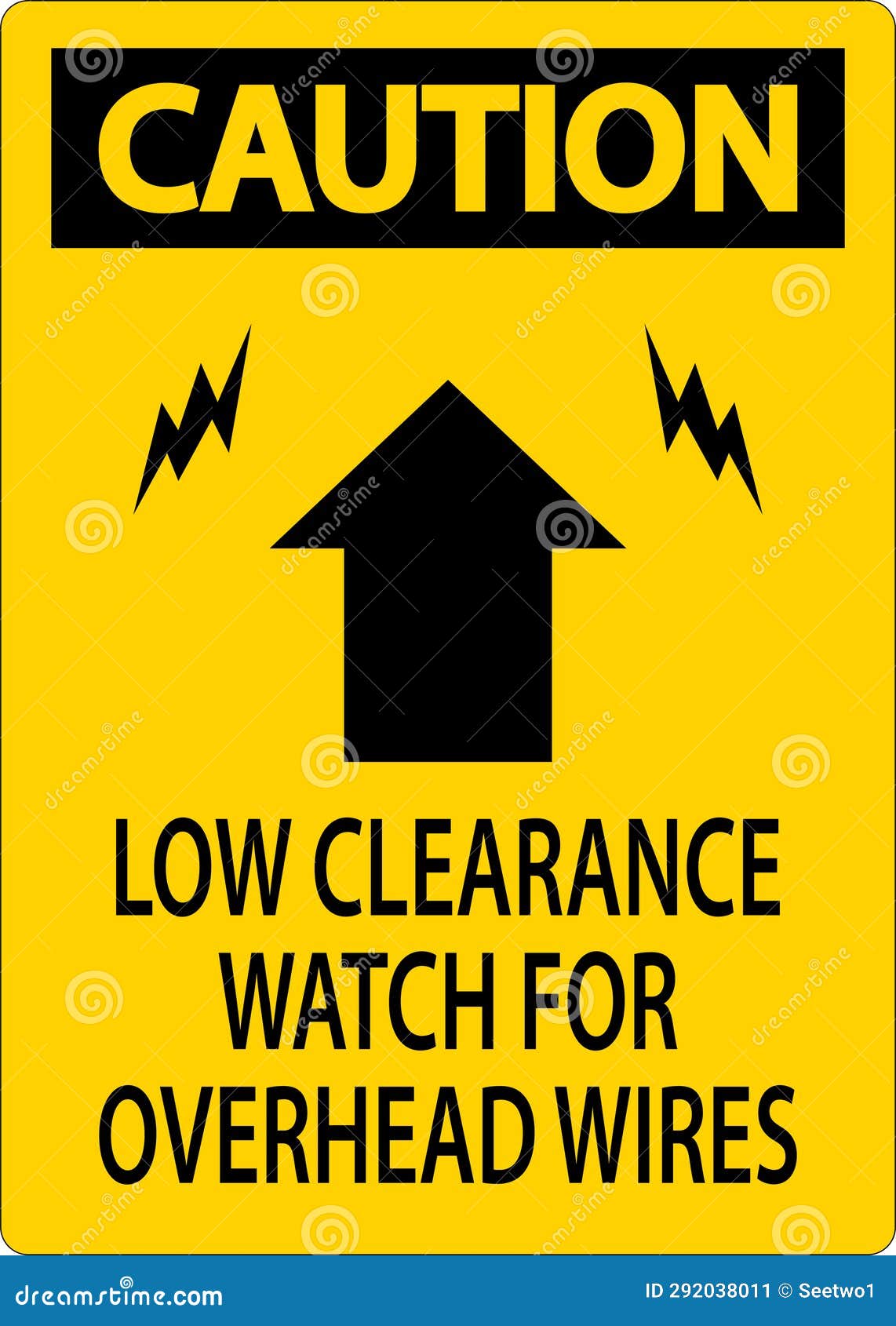 Caution Sign Low Clearance, Watch for Overhead Wires Stock Vector ...