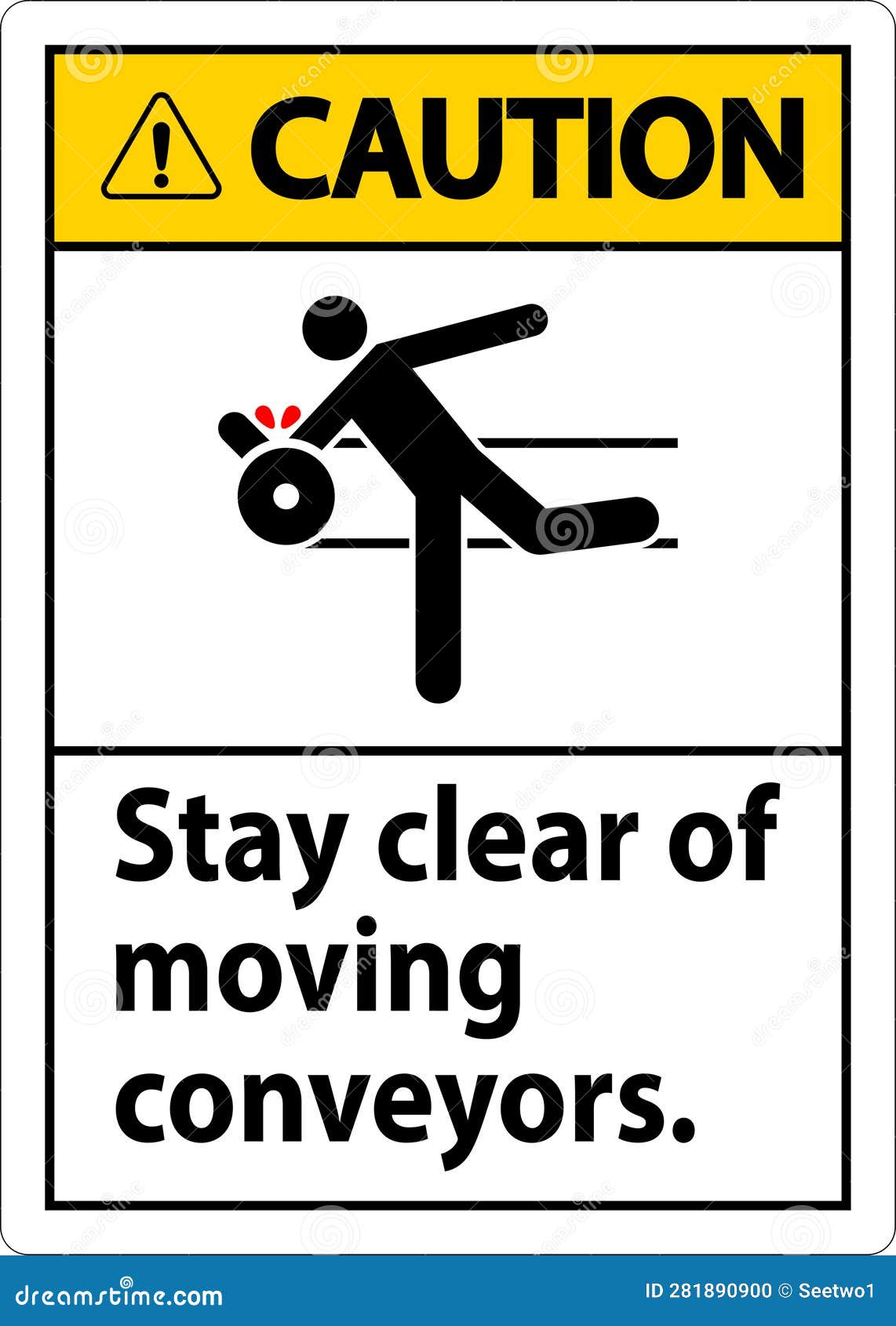 Caution Sign Moving Conveyors Stay Clear Stock Vector - Illustration of ...