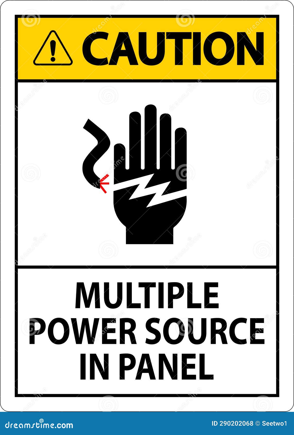 Caution Sign Multiple Power Source in Panel Stock Vector - Illustration ...