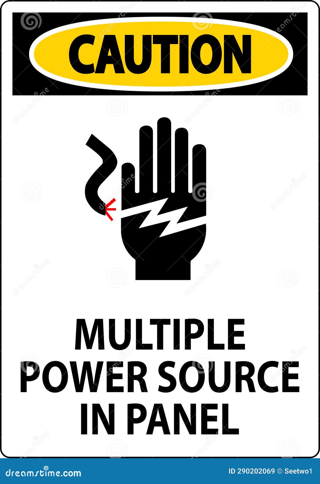 Caution Sign Multiple Power Source in Panel Stock Vector - Illustration ...