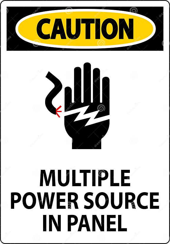 Caution Sign Multiple Power Source in Panel Stock Vector - Illustration ...