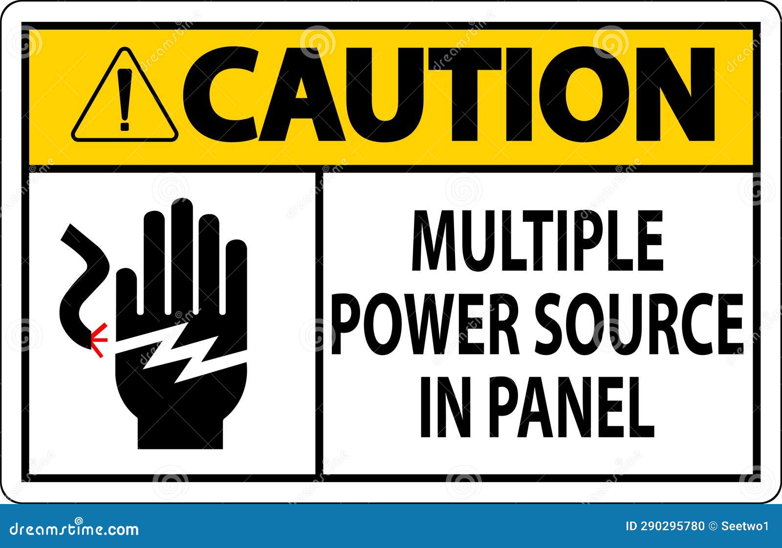 Caution Sign Multiple Power Source in Panel Stock Vector - Illustration ...