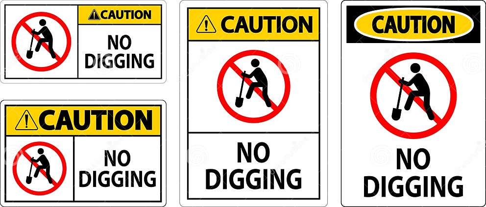 Caution Sign, No Digging Sign Stock Vector - Illustration of park ...