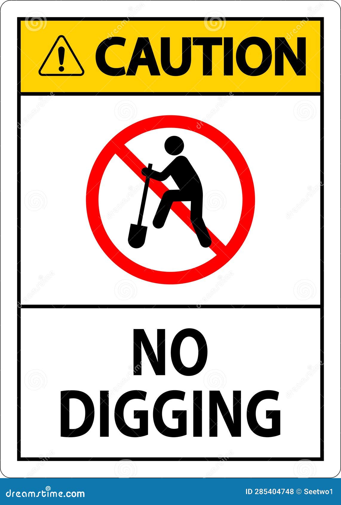 Caution Sign, No Digging Sign Stock Vector - Illustration of closed ...