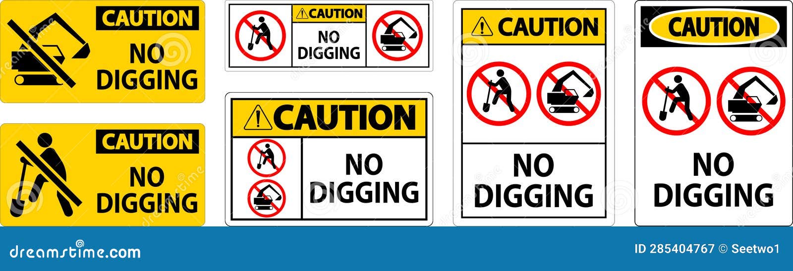 Caution Sign, No Digging Sign Stock Vector - Illustration of notice ...