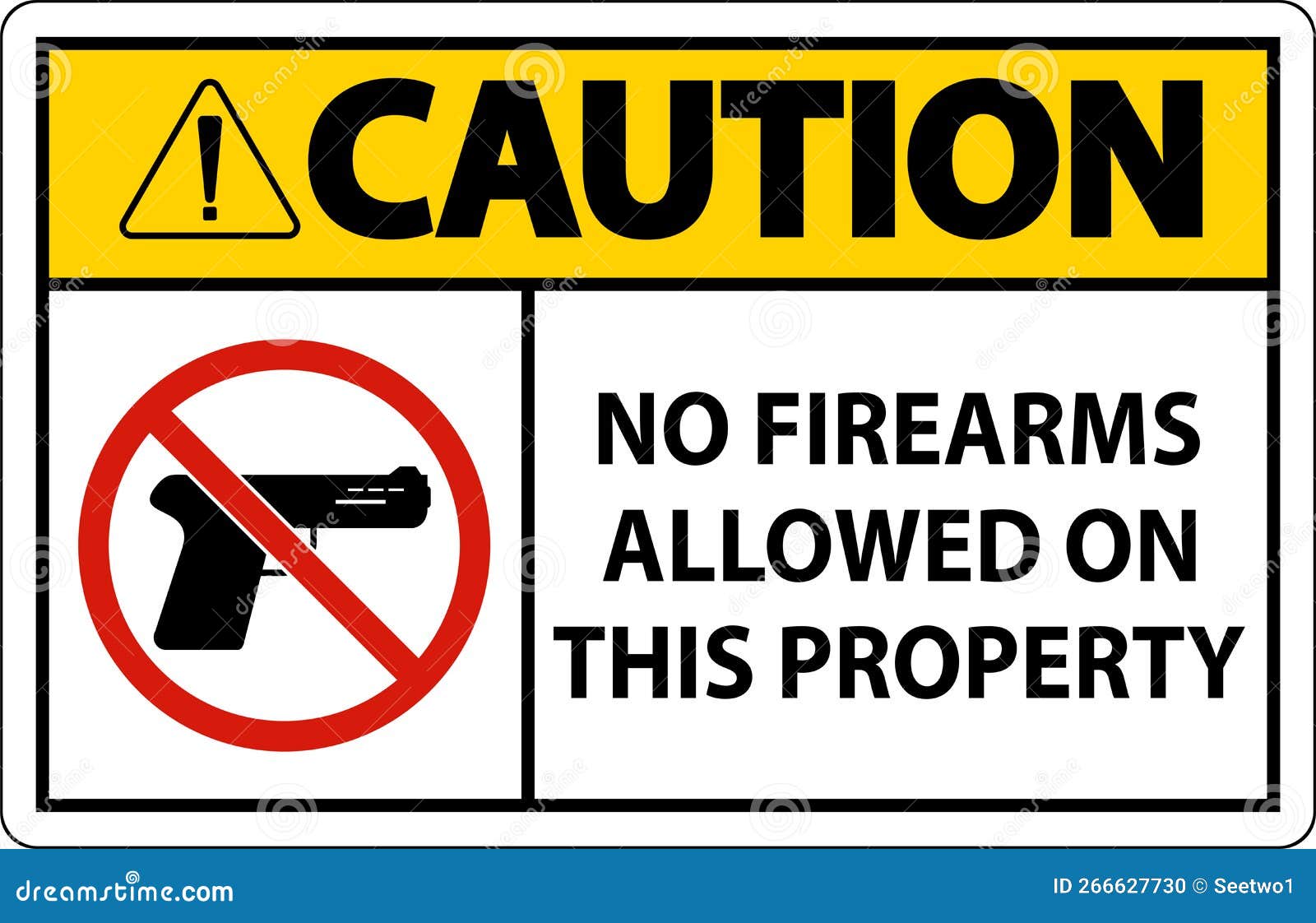 Caution Firearms Allowed Sign Handguns Only Cartoon Vector ...