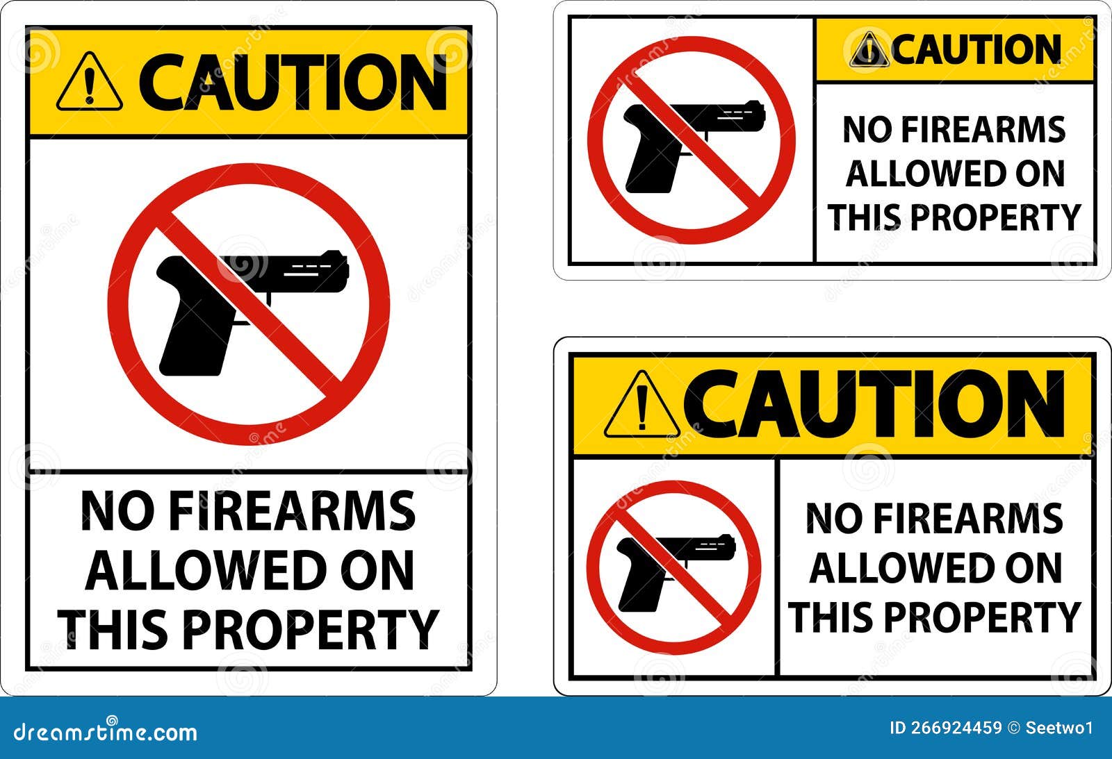 Caution Firearms Allowed Sign Lawful Concealed Carry Permitted On These ...
