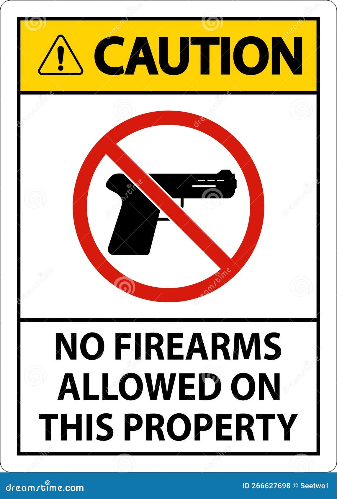 Caution Firearms Allowed Sign Lawful Concealed Carry Permitted On These ...