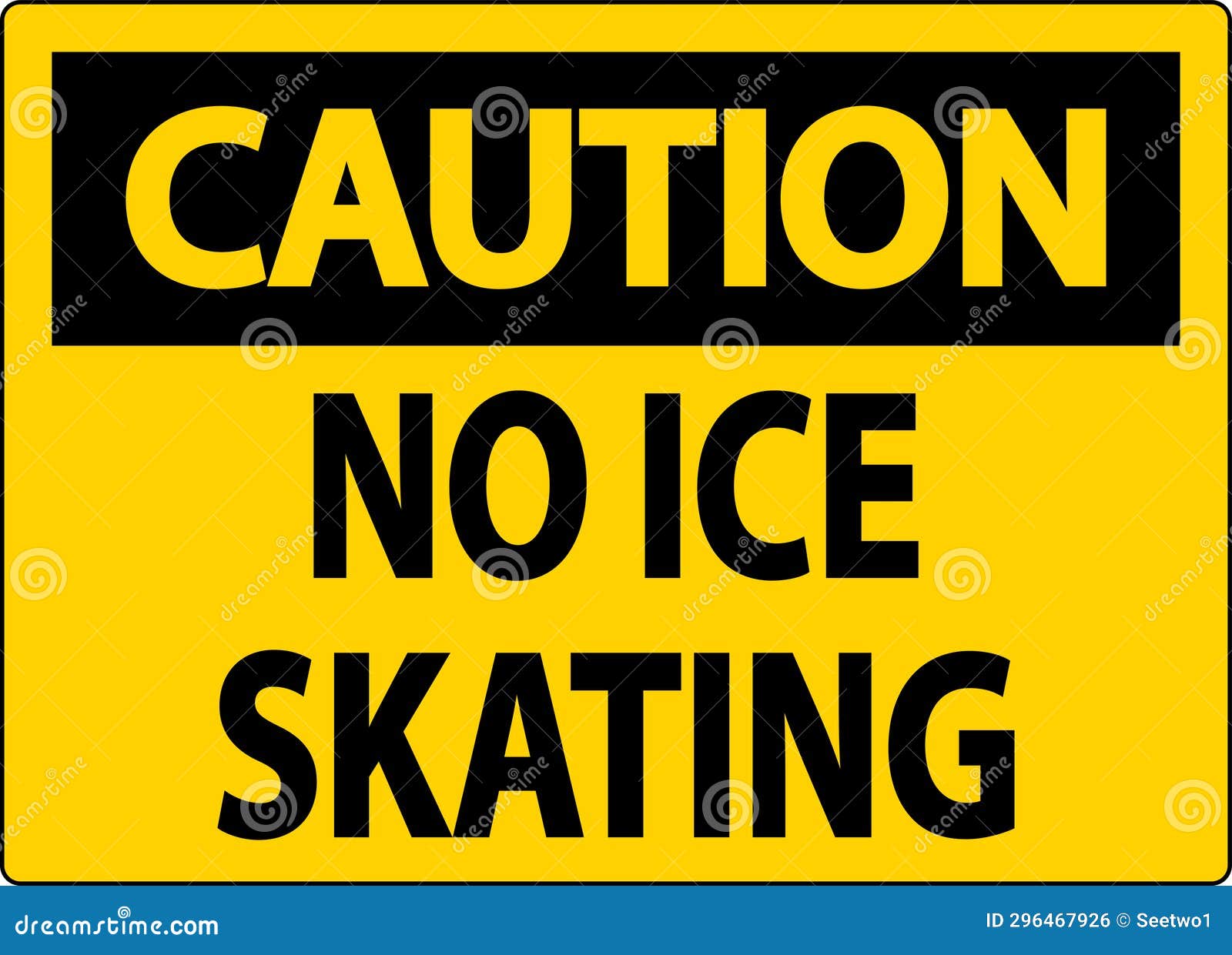 Caution Sign No Ice Skating Stock Vector - Illustration of cracking ...