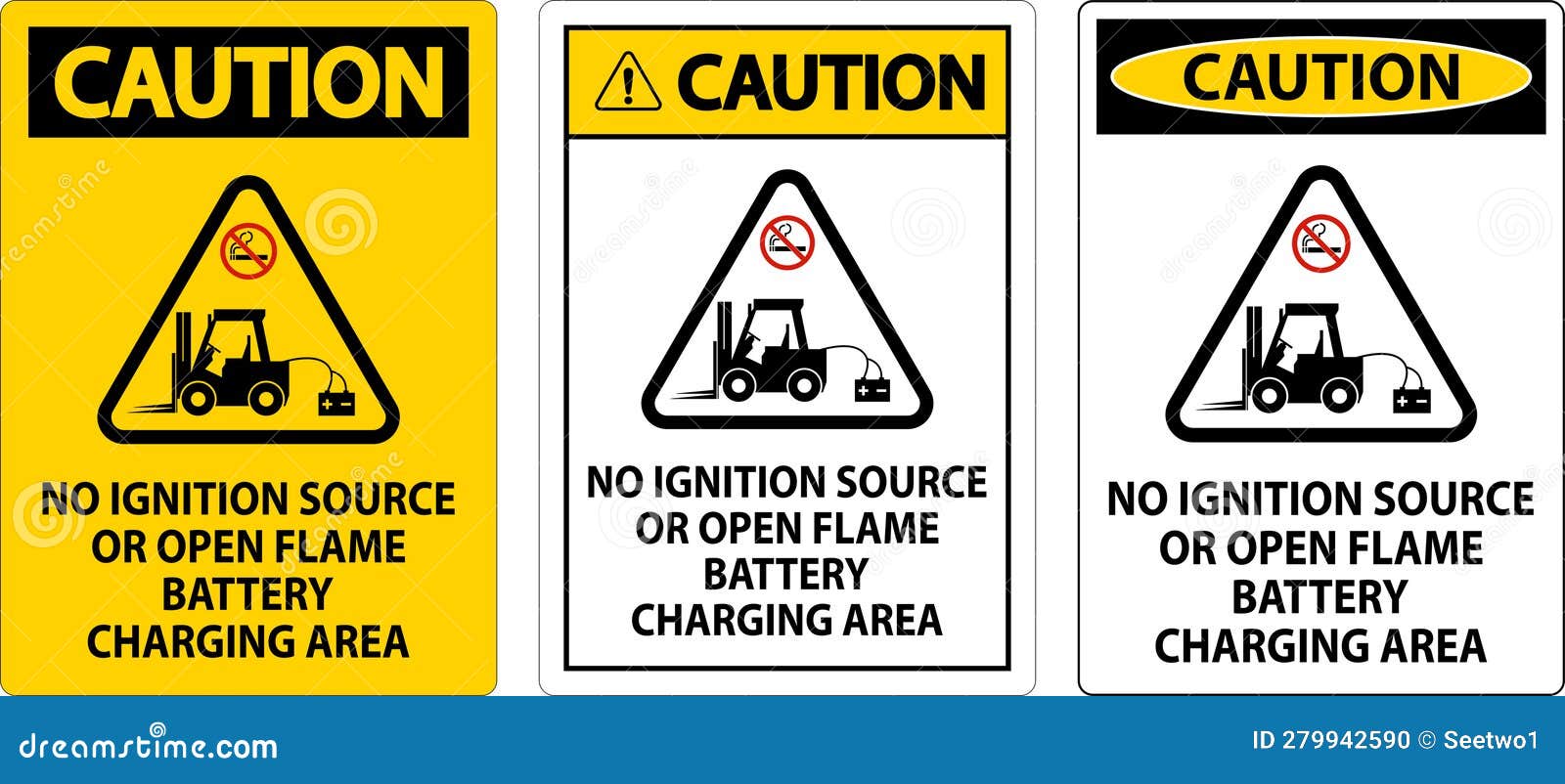 Caution Sign No Ignition Source or Open Flame, Battery Charging Area ...
