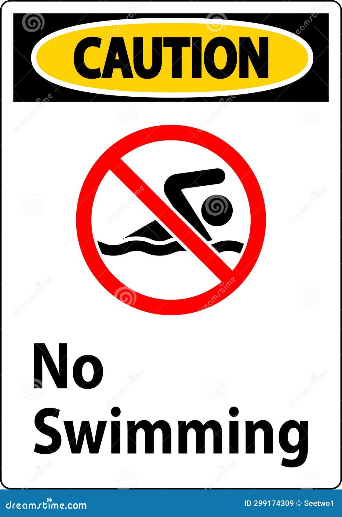 Caution Sign No Swimming stock vector. Illustration of notice - 299174309