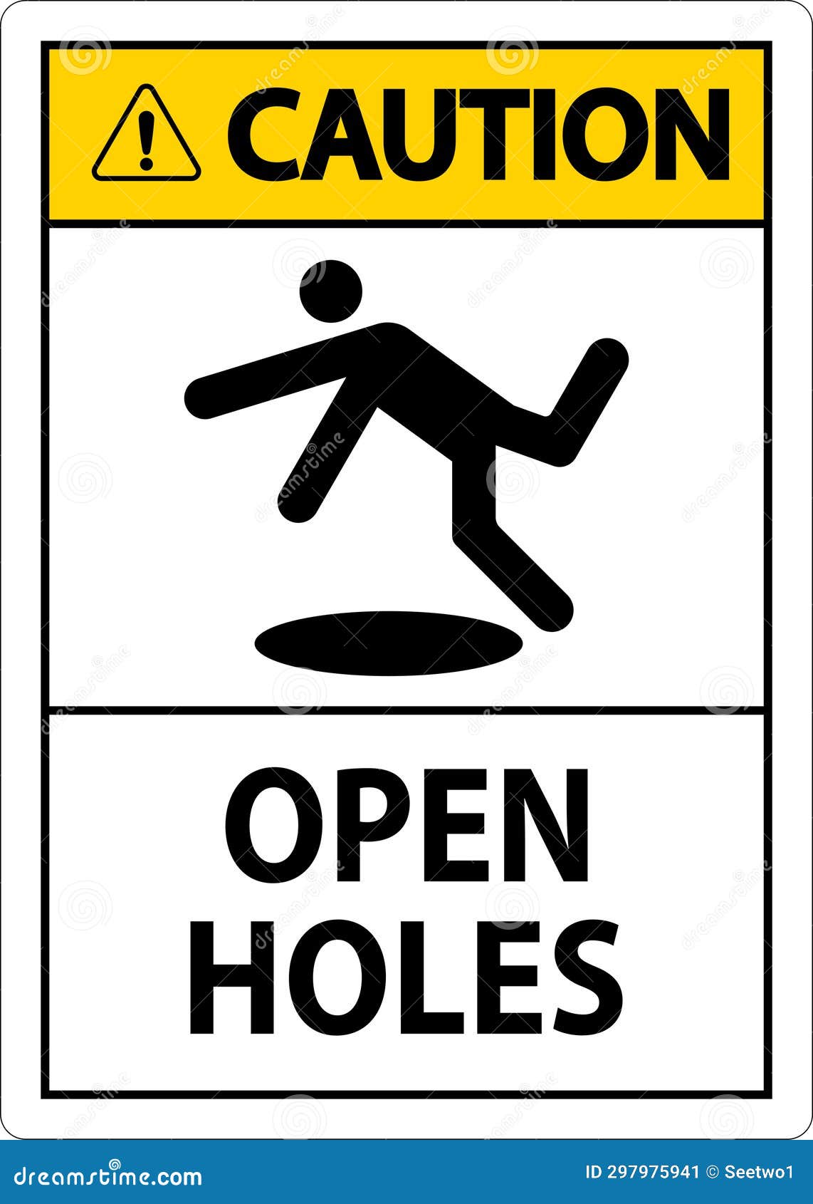 Caution Sign Open Holes stock vector. Illustration of cone - 297975941