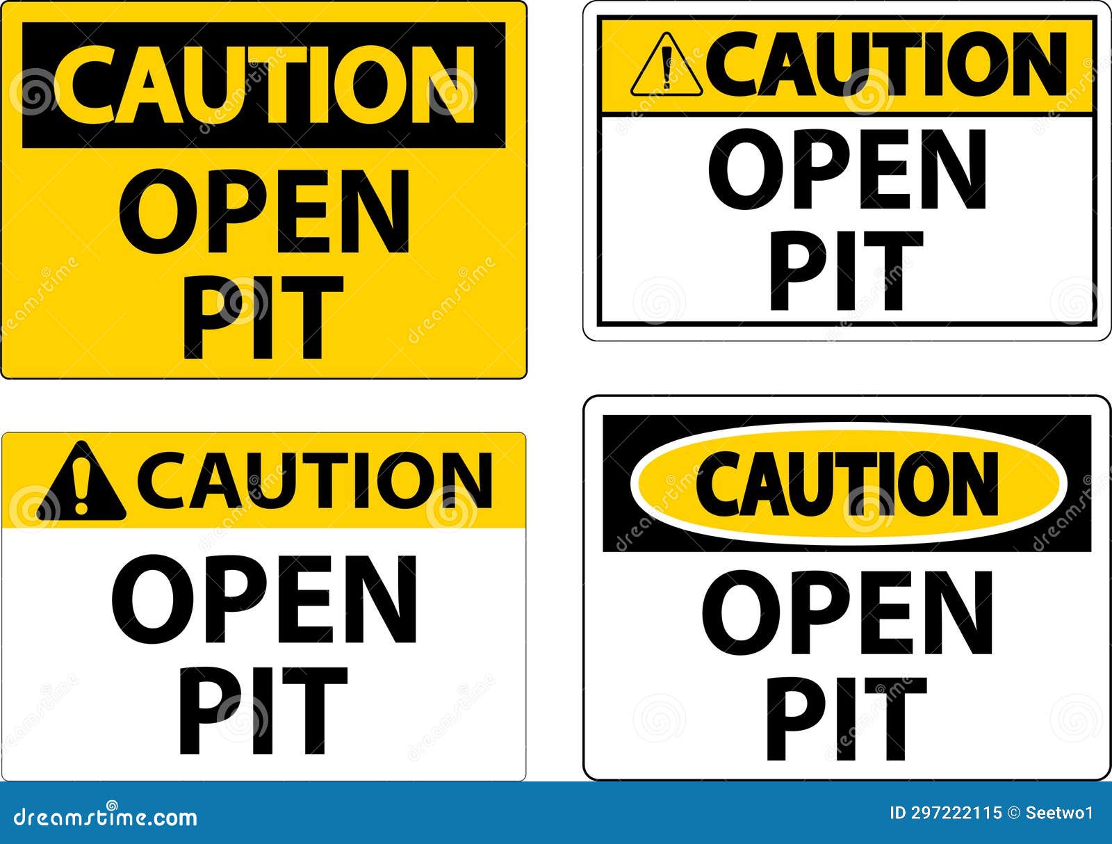 Caution Sign Open Pit stock vector. Illustration of notice - 297222115