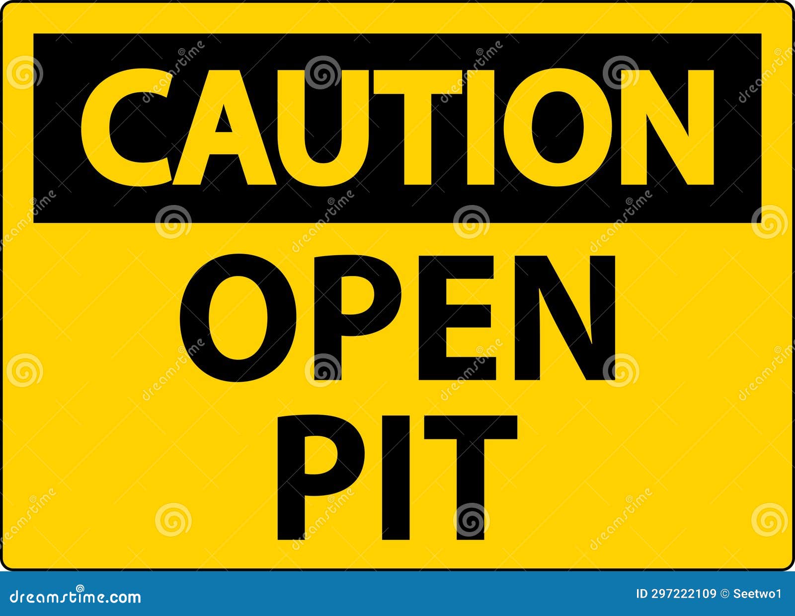 Caution Sign Open Pit stock vector. Illustration of protection - 297222109