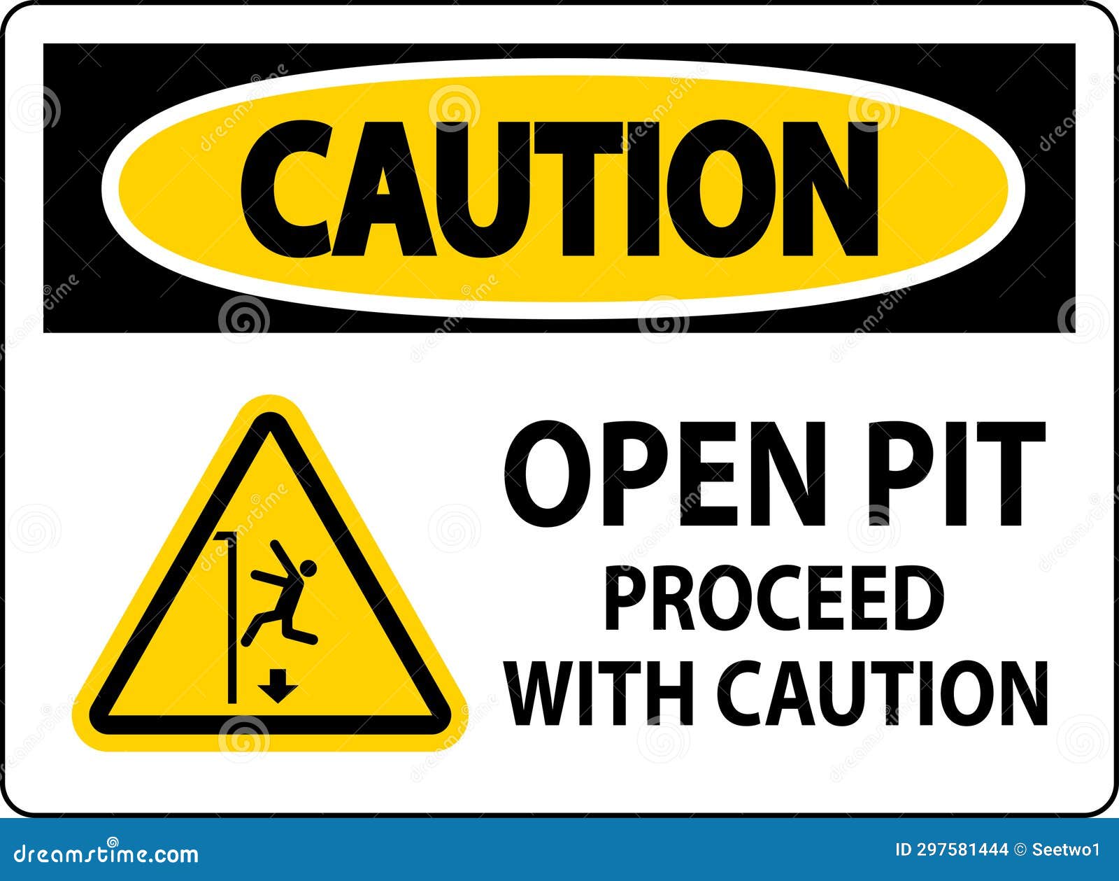 Caution Sign Open Pit Proceed with Caution Stock Vector - Illustration ...