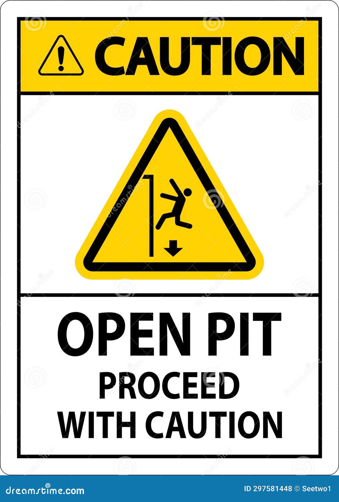 Caution Sign Open Pit Proceed with Caution Stock Vector - Illustration ...