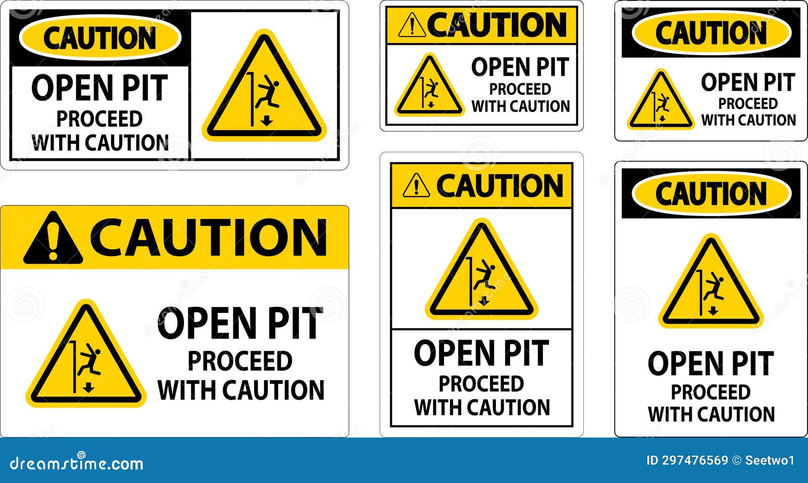 Caution Sign Open Pit Proceed with Caution Stock Vector - Illustration ...
