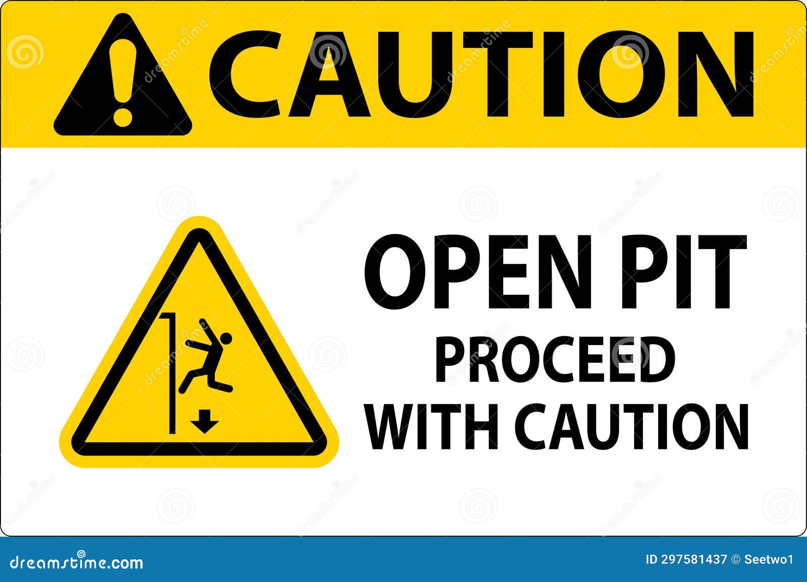 Caution Sign Open Pit Proceed with Caution Stock Vector - Illustration ...