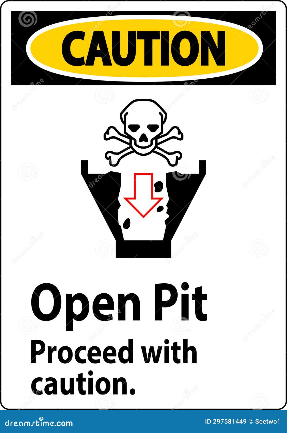 Caution Sign Open Pit Proceed with Caution Stock Vector - Illustration ...