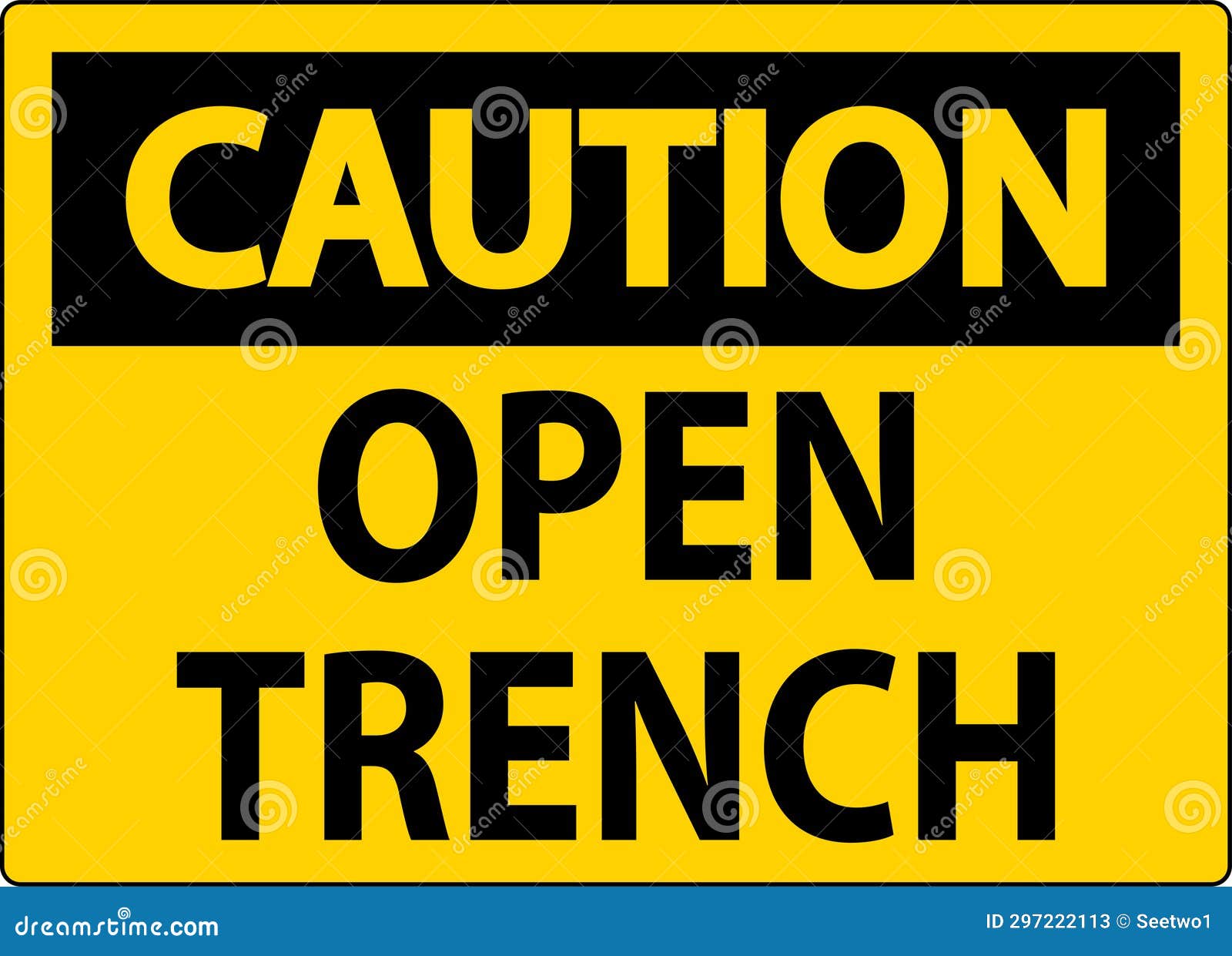 Caution Sign Open Trench stock vector. Illustration of notice - 297222113