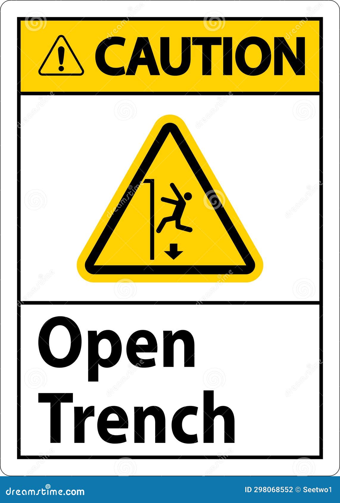 Caution Sign Open Trench stock vector. Illustration of heavy - 298068552