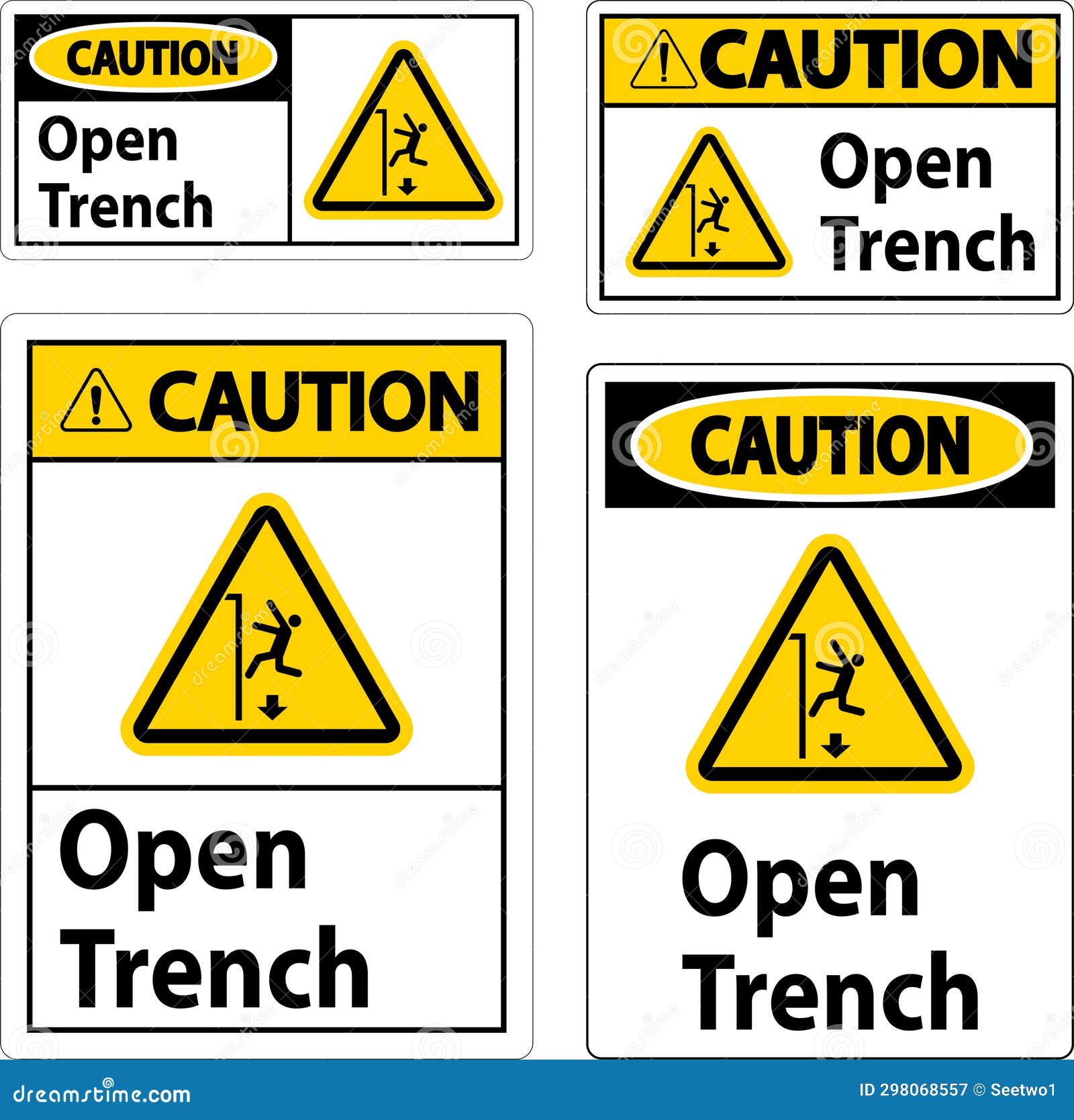 Caution Sign Open Trench stock vector. Illustration of ground - 298068557
