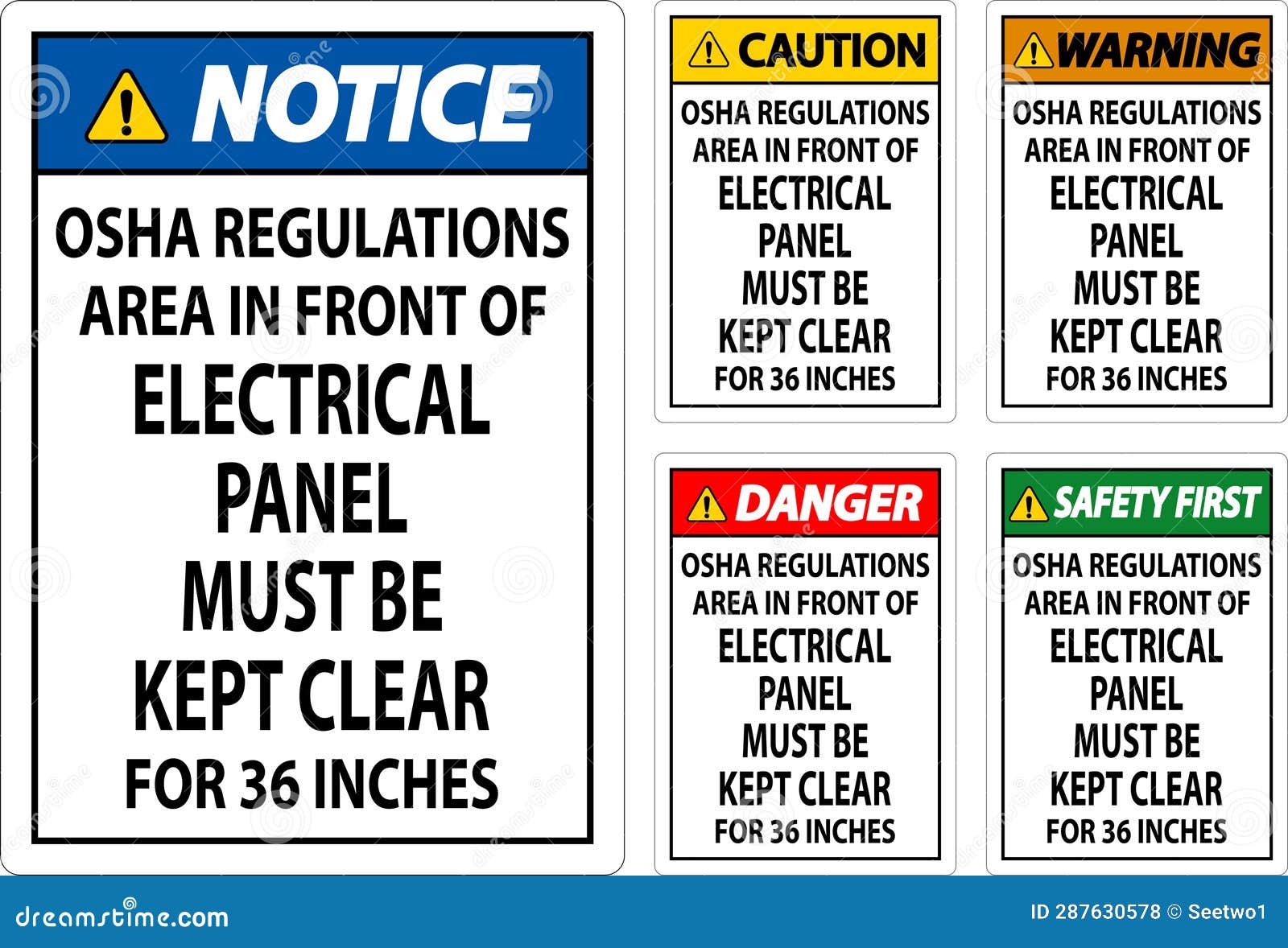 Caution Sign Osha Regulations - Area in Front of Electrical Panel Must ...