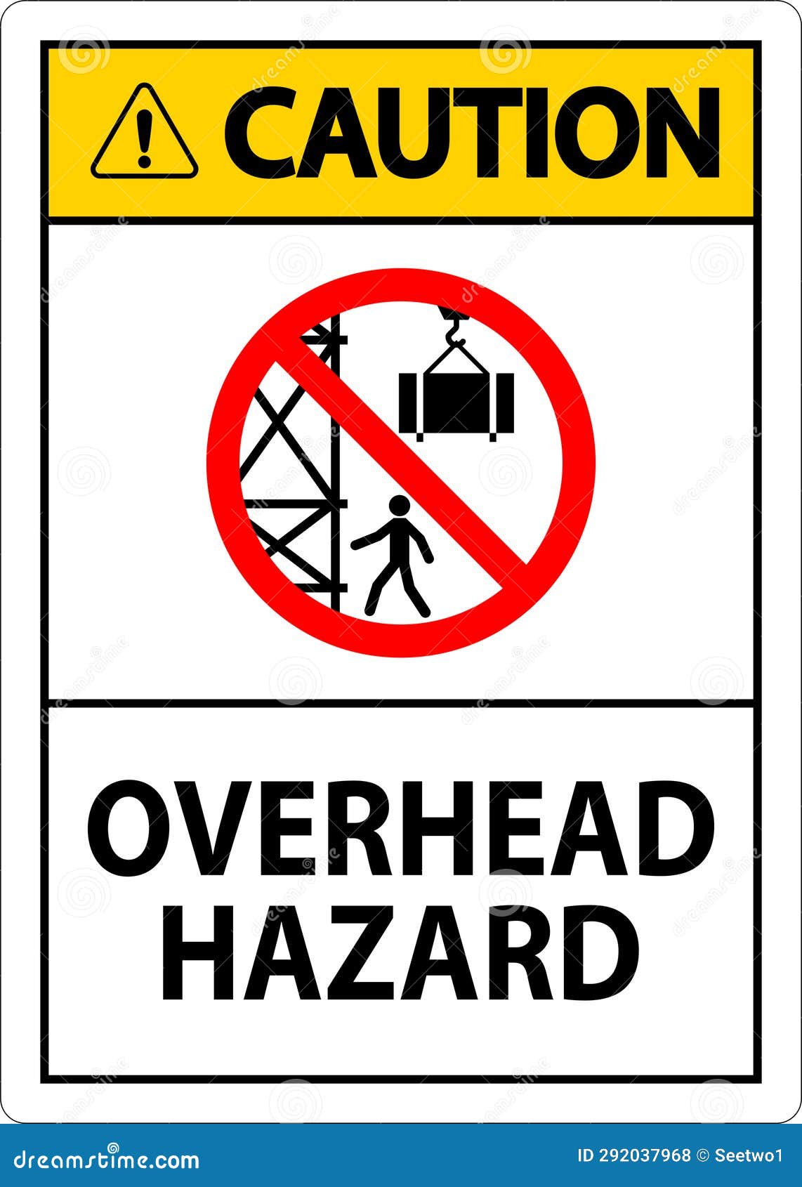 Caution Sign Overhead Hazard Stock Vector - Illustration of crane, head ...