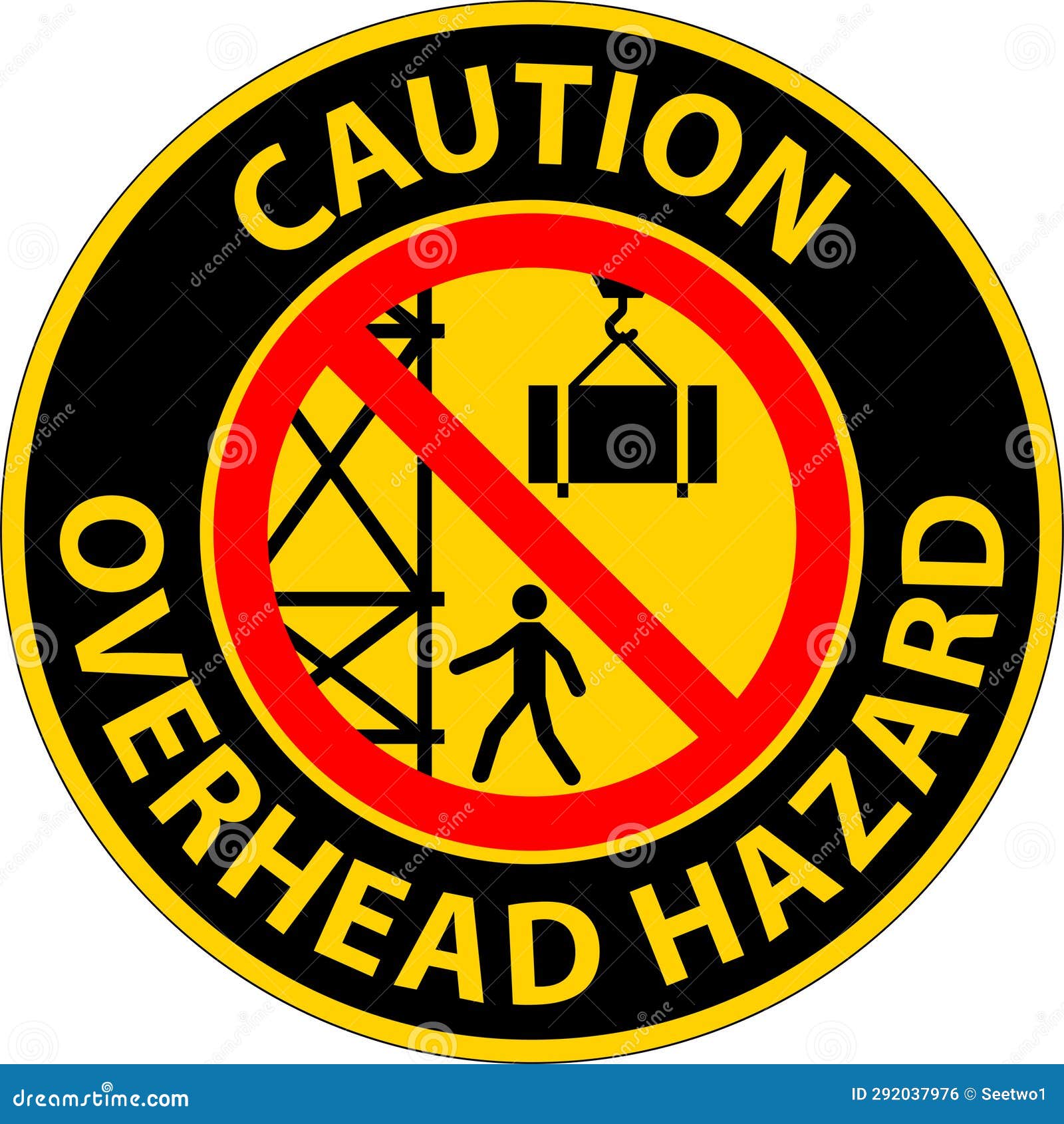 Caution Sign Overhead Hazard Stock Vector - Illustration of area ...