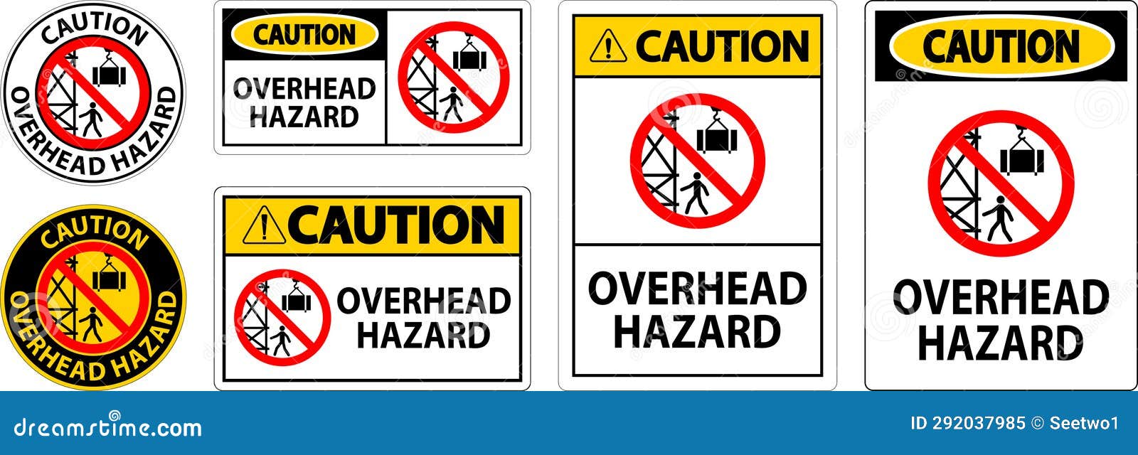 Caution Sign Overhead Hazard Stock Vector - Illustration of high, label ...