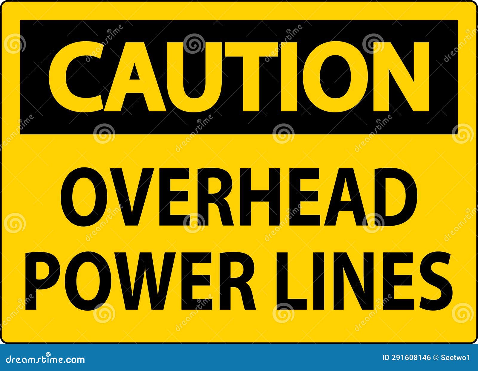 Caution Sign Overhead Power Lines Stock Vector - Illustration of alarm ...