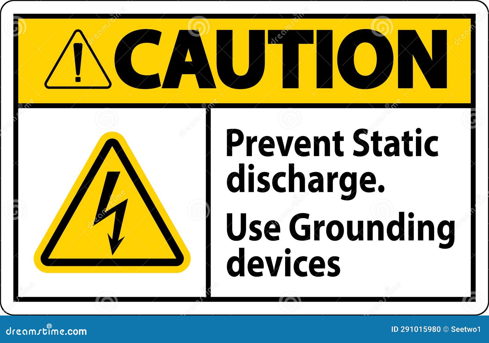 Caution Sign Prevent Static Discharge, Use Grounding Devices Stock ...