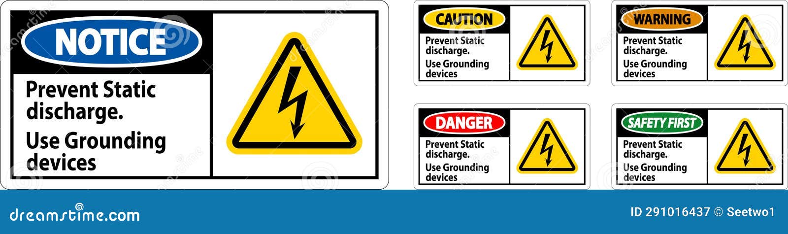 Caution Sign Prevent Static Discharge, Use Grounding Devices Stock ...