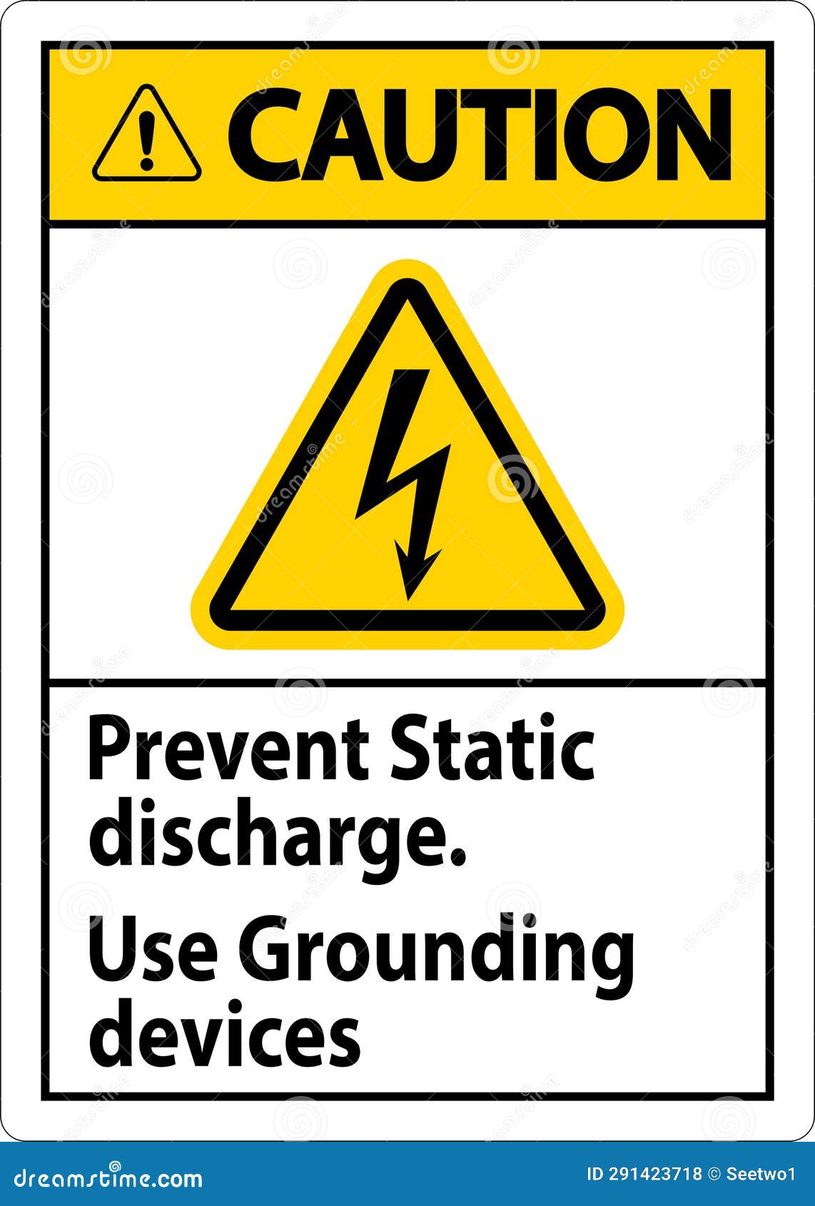 Caution Sign Prevent Static Discharge, Use Grounding Devices Stock ...